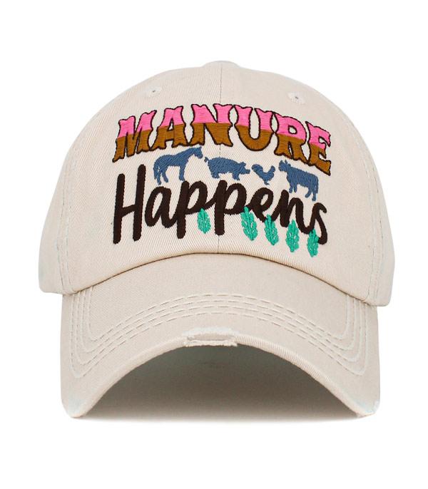 Manure Happens Message Animals Pointed Vintage Baseball Cap – Tack-M-Up ...
