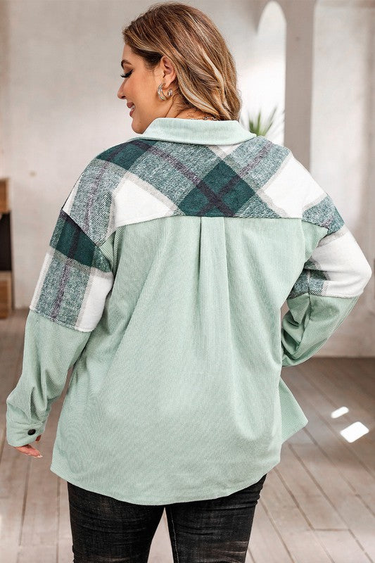 Plaid Patchwork Plus Size Corduroy Shacket – Tack-M-Up Stables